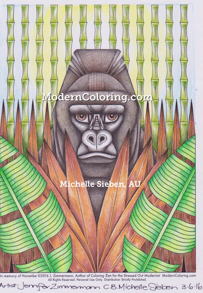 In Memory of Harambe – Digital Download Coloring Page, Adult Coloring ...