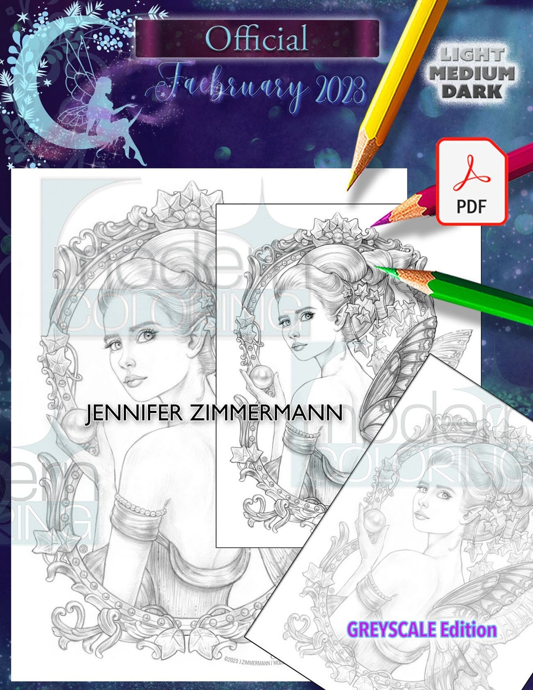 Ivy Fae, Faebruary, Fairy, Forest Orb, Grayscale, Greyscale, Coloring ...