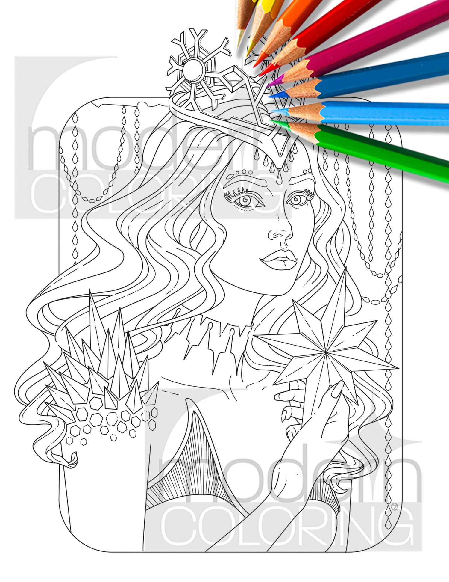 Two Coloring Pages: Crystal Queen & Glow Princess From | Etsy