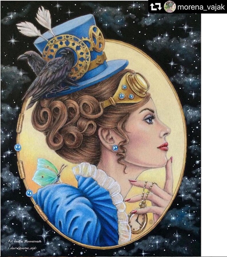 Steam Punkette steampunk hand-drawn pencil line art | Etsy