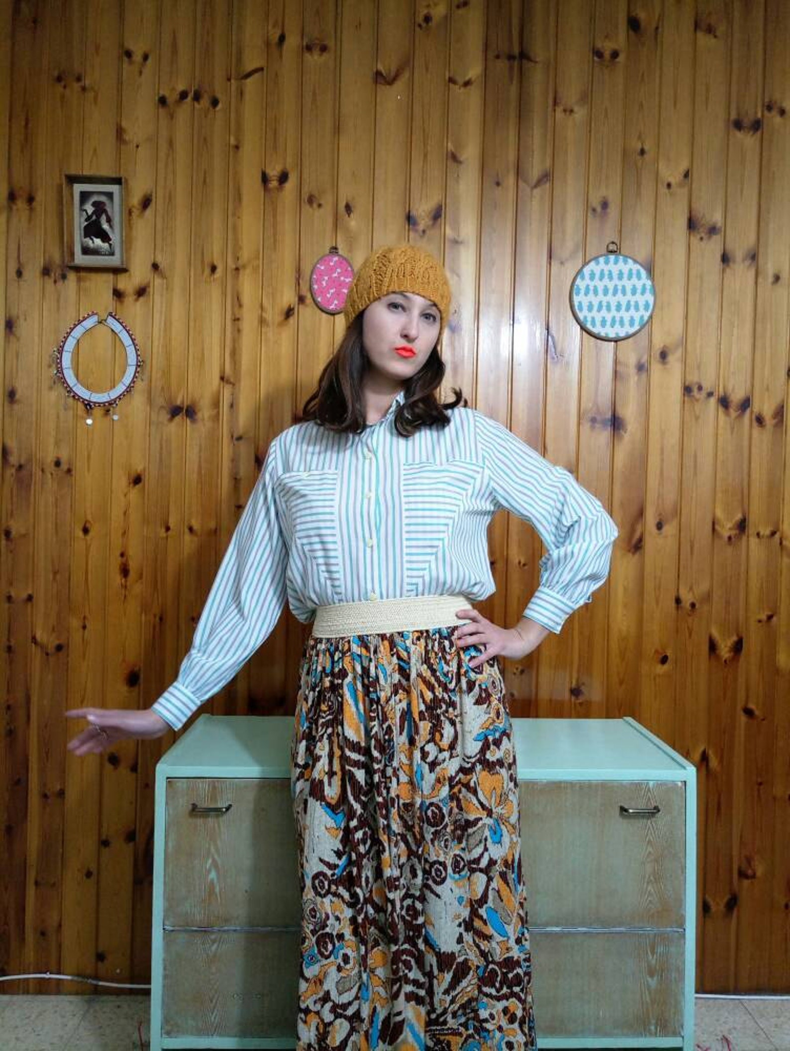 Vintage Blouse Women Blouse Vintage shirts Blue Strip Design | Etsy