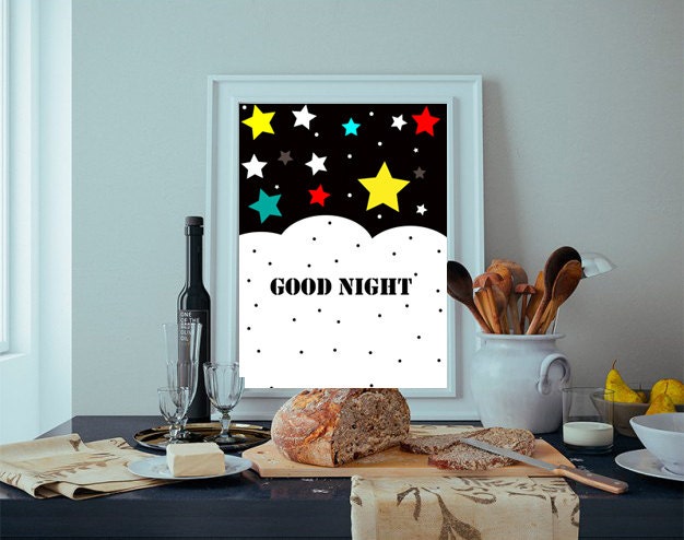 Good Night Print Stars Print Illustration Print Printable - Etsy