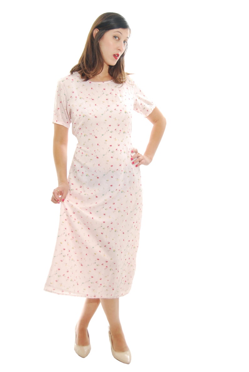 Vintage Dress.women's Vintage Dress.light Pink Floral Print Vintage ...