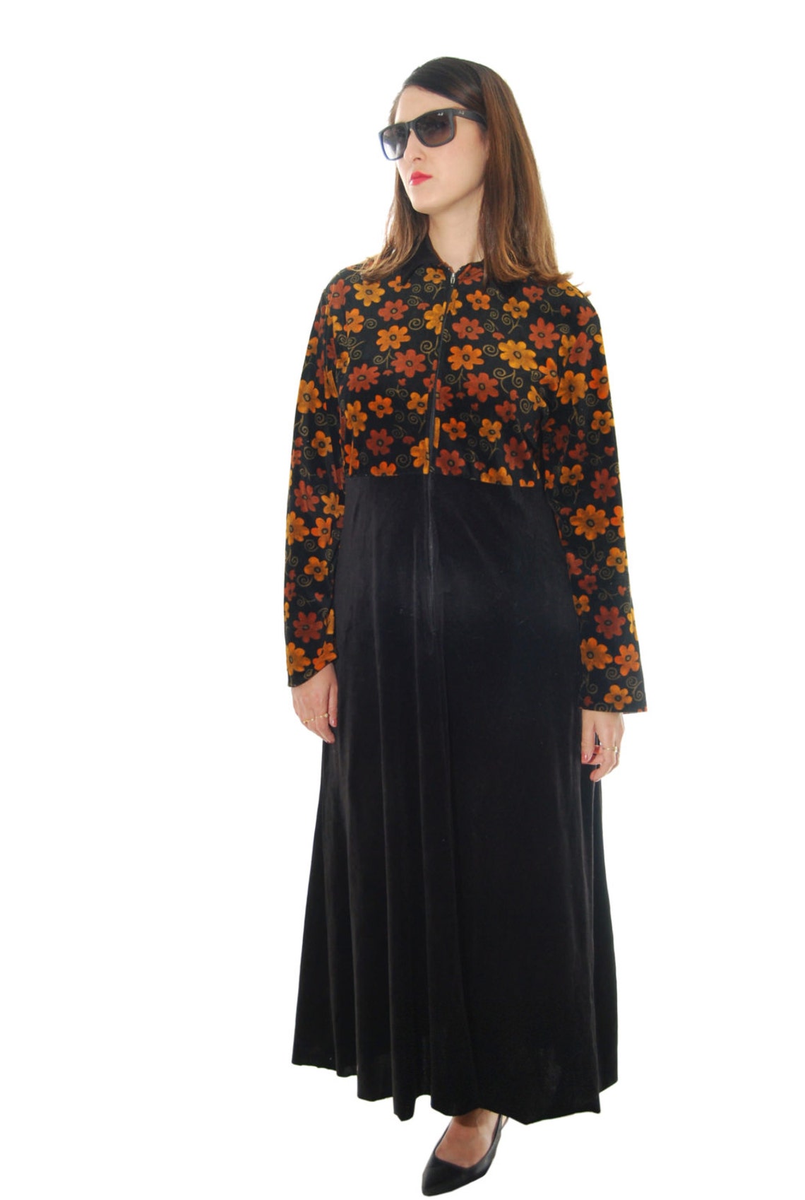 SALE Black , Orange and Gray Glamor Vintage Robe for Women 1960s - Etsy