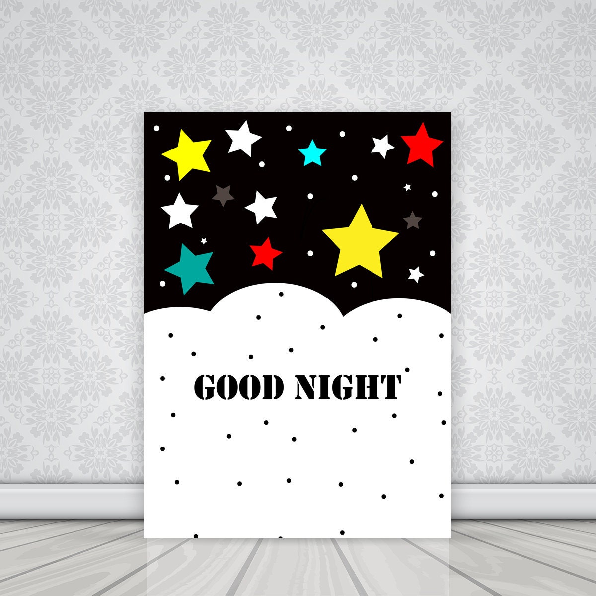 Good Night Print Stars Print Illustration Print Printable - Etsy