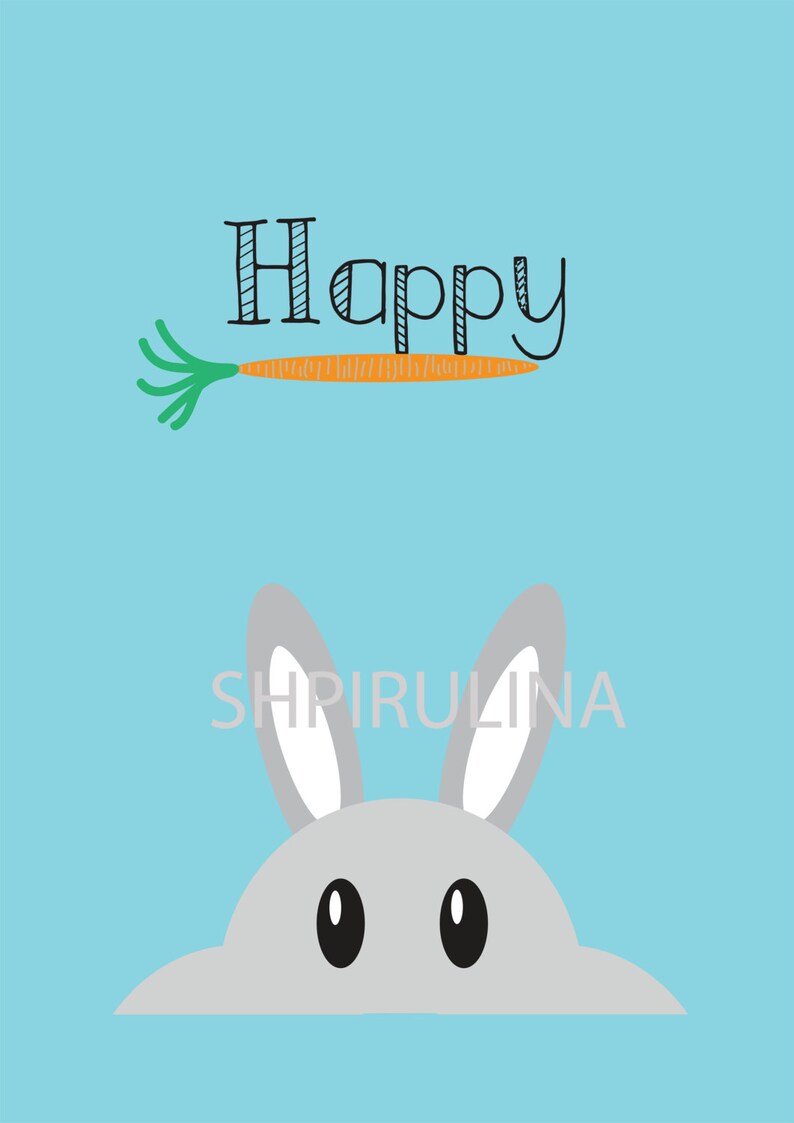 HAPPY Wall Decor Bunny Print Bunny Wall Print Digital - Etsy