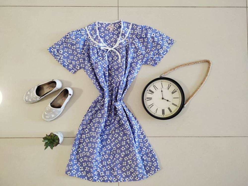 Light Blue Floral Print Vintage Robe for Women 1950s 50s - Etsy