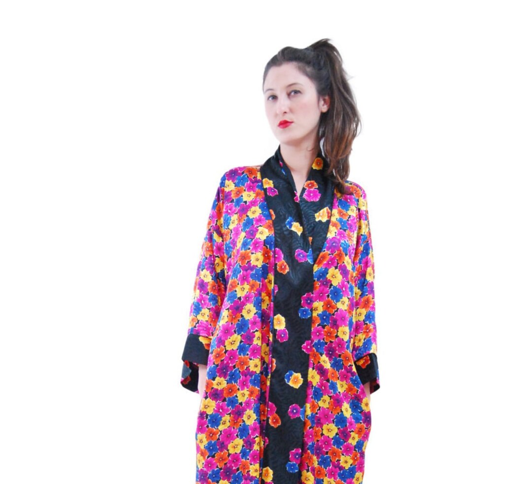 Womens Robe.pajamas.robe.vintage Robe.mix Color Flower Print Vintage ...