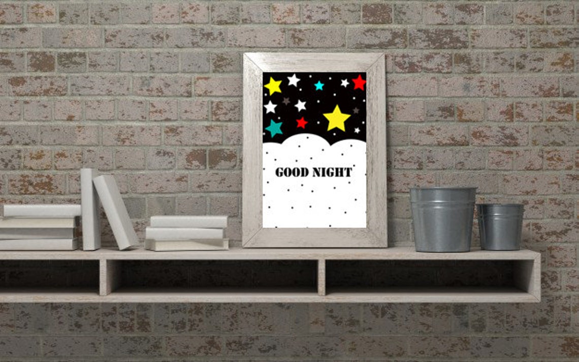 Good Night Print Stars Print Illustration Print Printable - Etsy