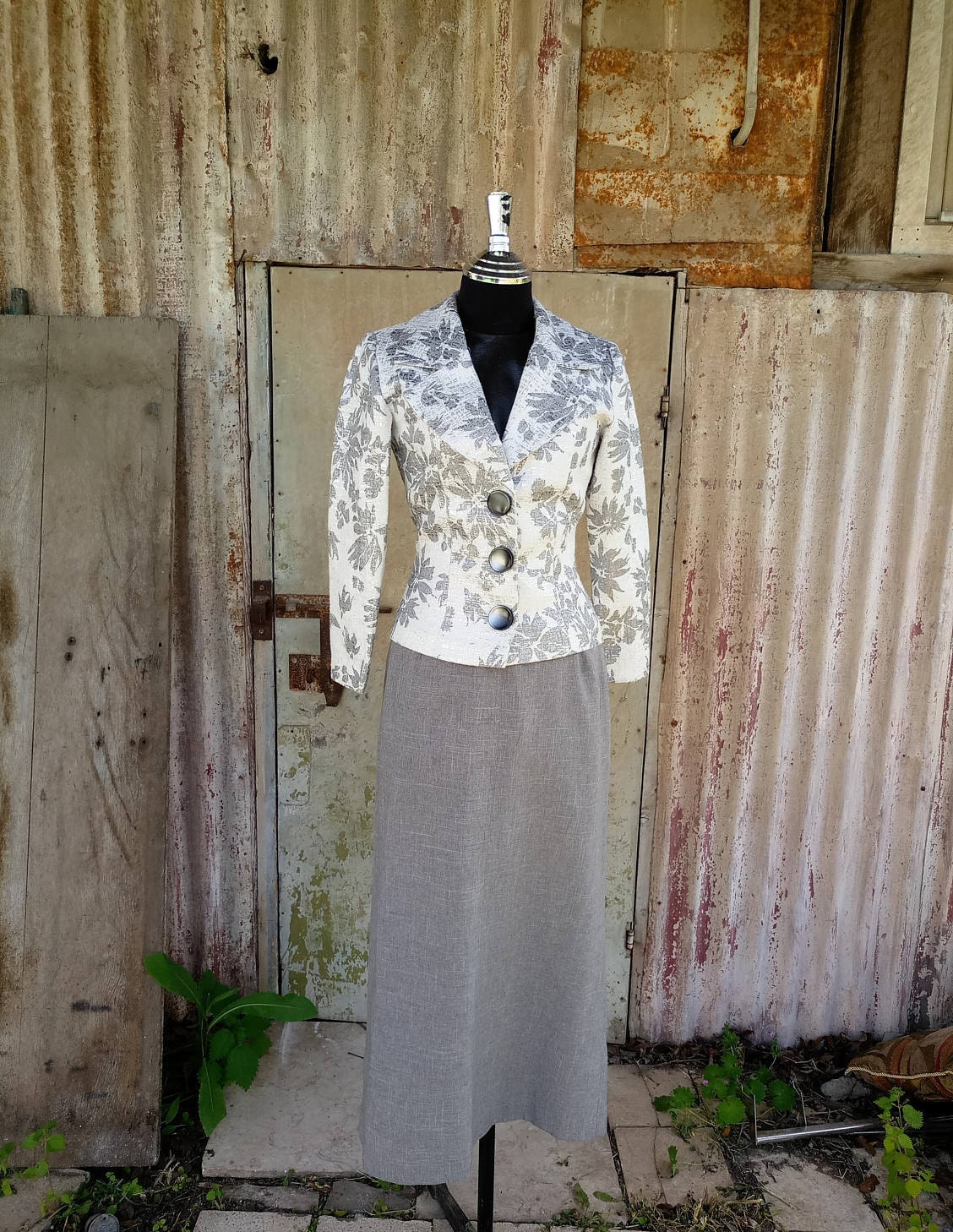 Gray Blazer, 1980, White and Gray Shiny Jackets, Vintage Blazer ...