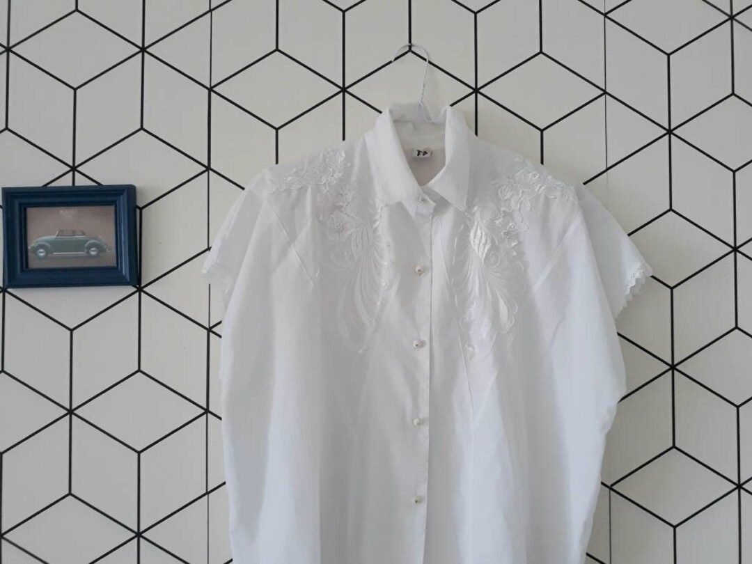 White Blouse.1960 Blouse.white Vintage Blouse.elegant Blouse.vintage ...