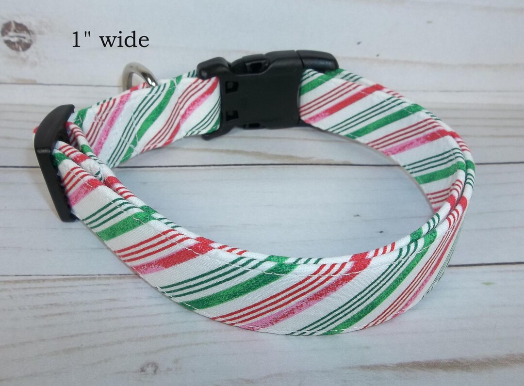 Red Green White Candy Cane Stripe Peppermint Winter Holiday Fabric Dog ...