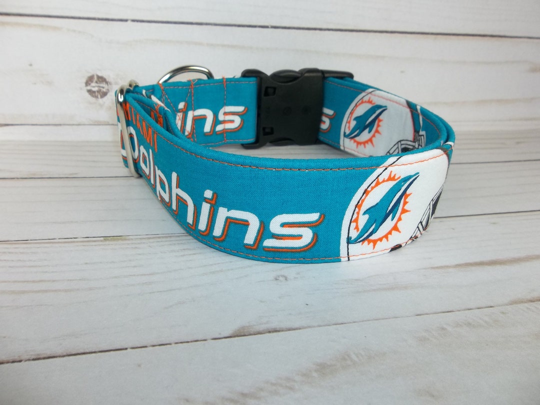 Miami Dolphins NFL Dog Collar Handmade by Terri's Dog Collars ...
