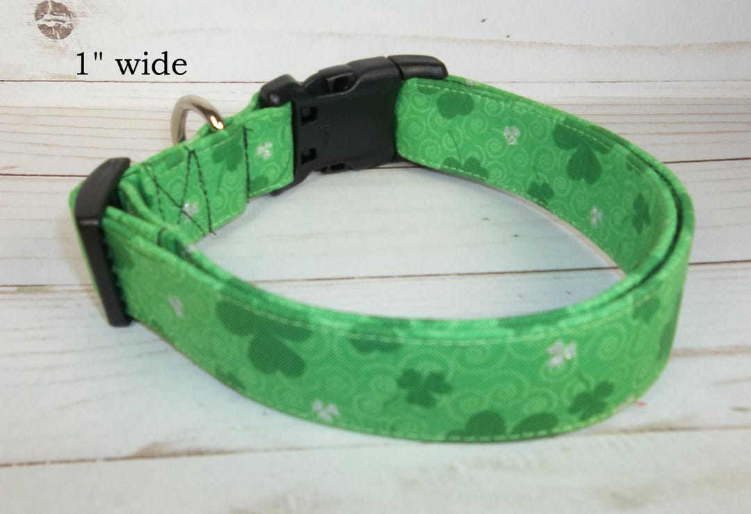 Silver Sparkly and Green Shamrock Clover St. Patrick's Day Fabric Dog ...
