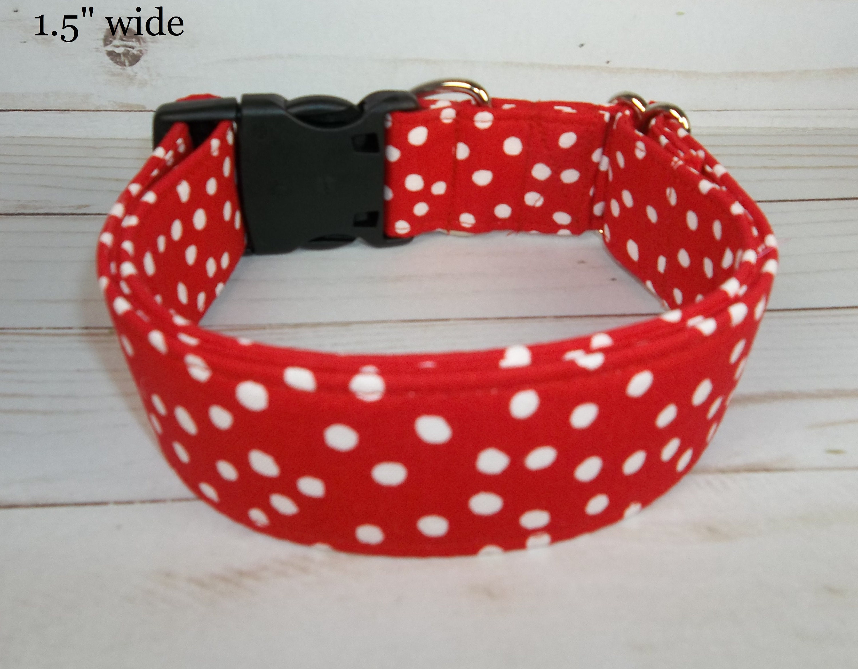 Red & White Random Polka Dots Fabric Dog Collar Custom Made by | Etsy