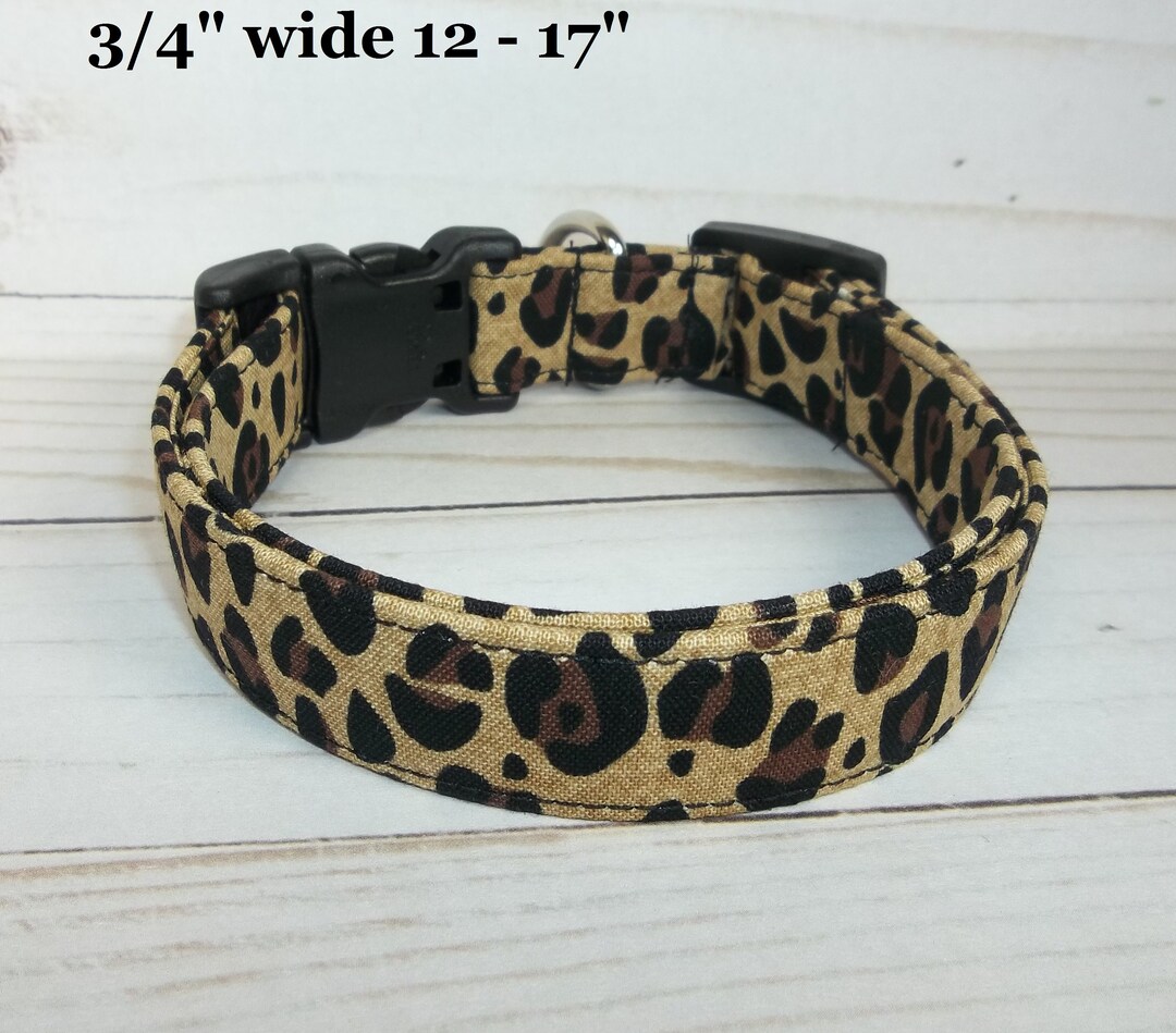 Animal Print Leopard Cheetah Brown Black Tan Fabric Dog Collar Custom ...