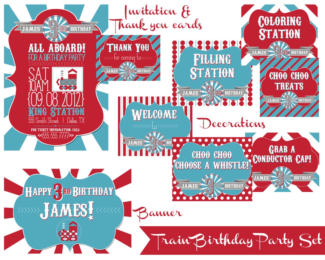 Train Birthday Party Set | All Aboard! | PERSONALIZED - Etsy