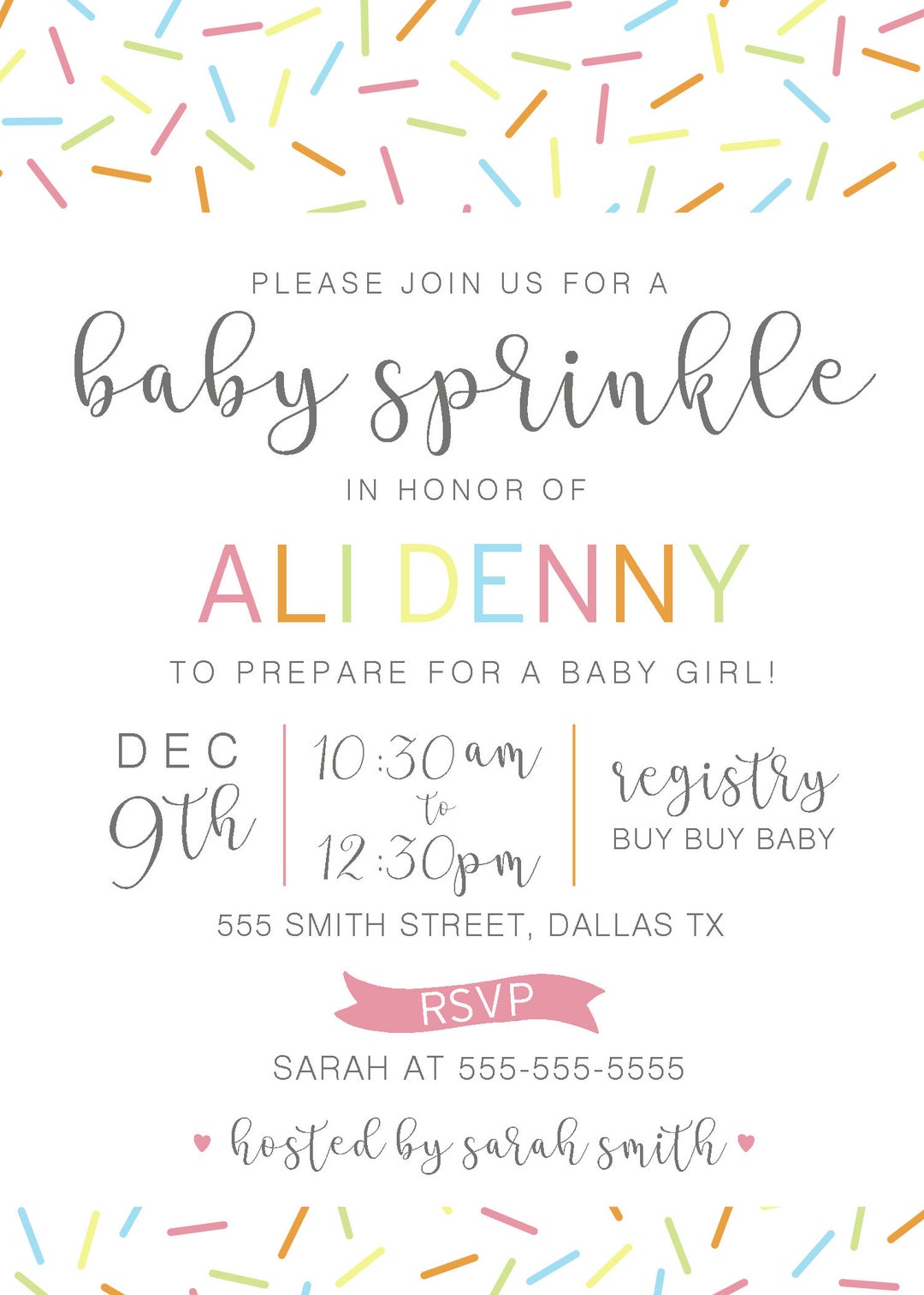 Sprinkles Themed Baby Sprinkle Invitation & Party Pack | Baby Shower ...