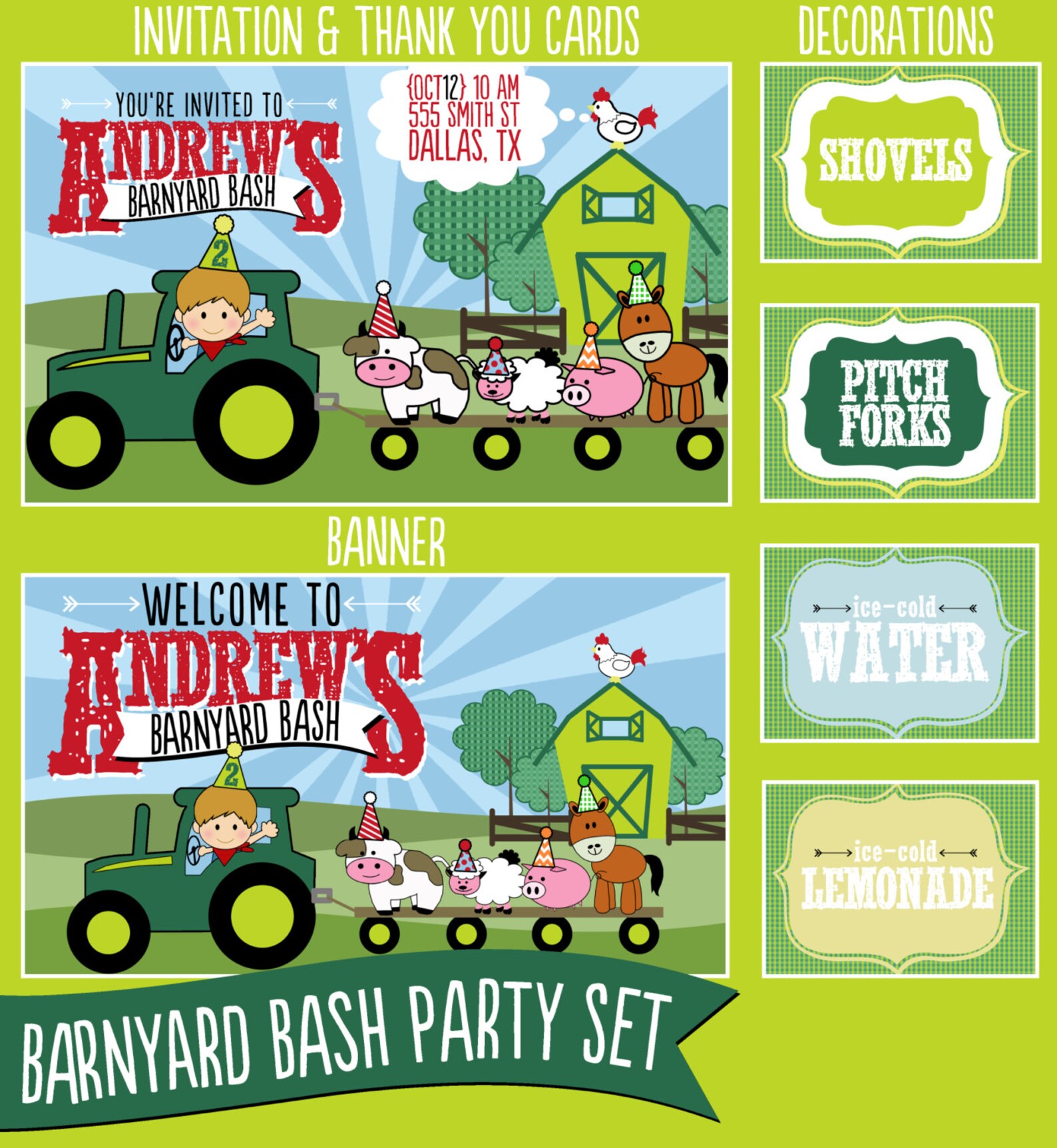 Barnyard Bash Birthday Party Set | PERSONALIZED - Etsy