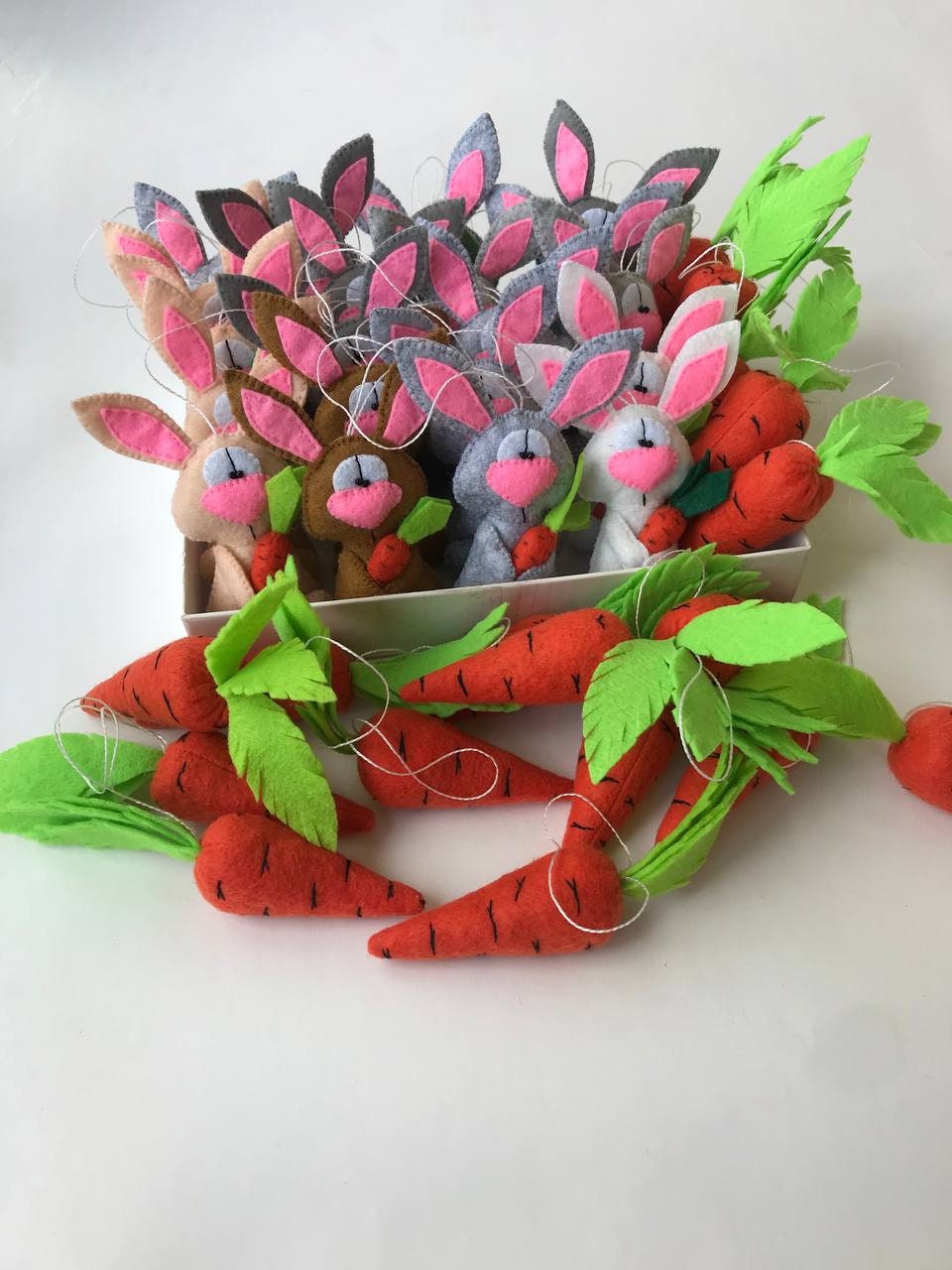 Easter Felt Bunny, Easter Felt Carrots, Easter Decorations, Craft Decor ...