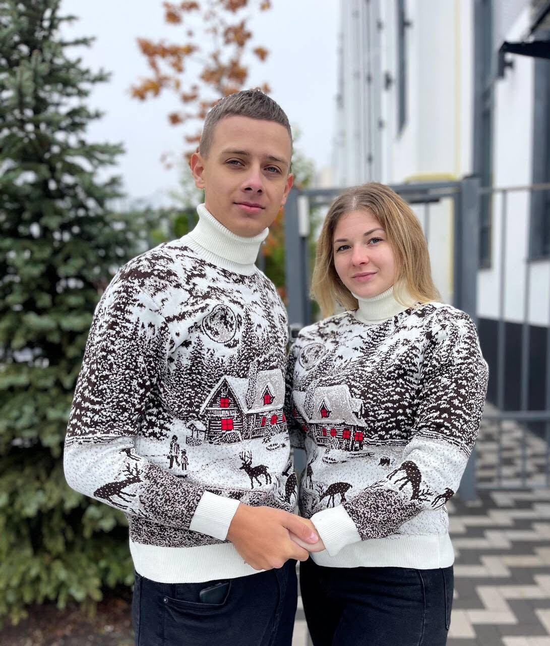 Christmas Couple Sweaters, Matching Turtleneck, Wool Jumper, Family ...