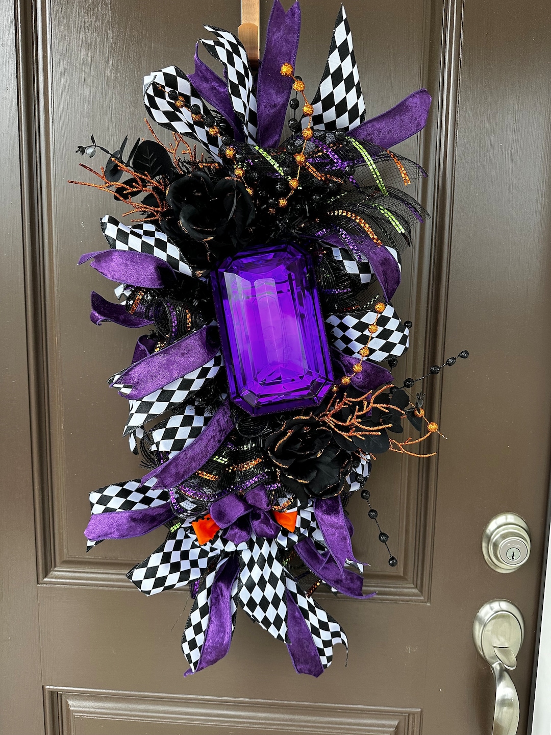 Halloween Glam 30" Evergreen Swag, Green Swag, Swag Evergreen, Teardrop ...