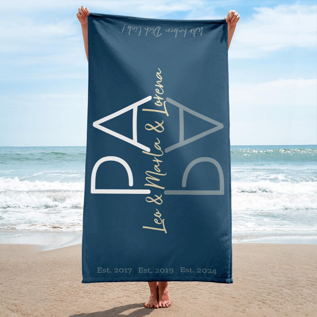 PAPA Towel, Personalized With the Names of the Children, Bath Towel or ...