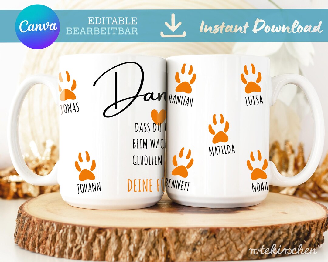 Canva Template THANK YOU Mug Fox Paws, Gift Educator, Teacher ...