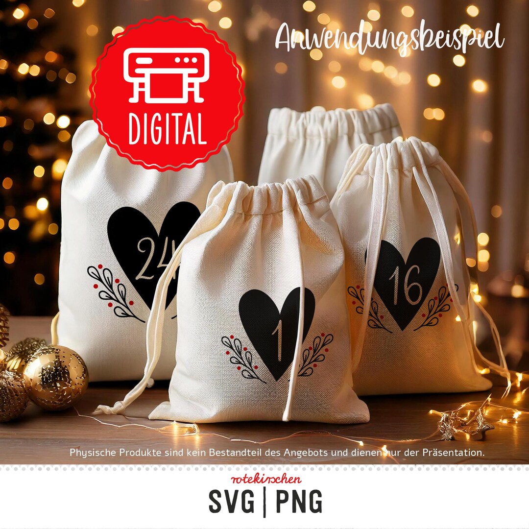 Plotter File Advent Calendar, SVG, PNG, Numbers 1-24, Calendar, FILE ...