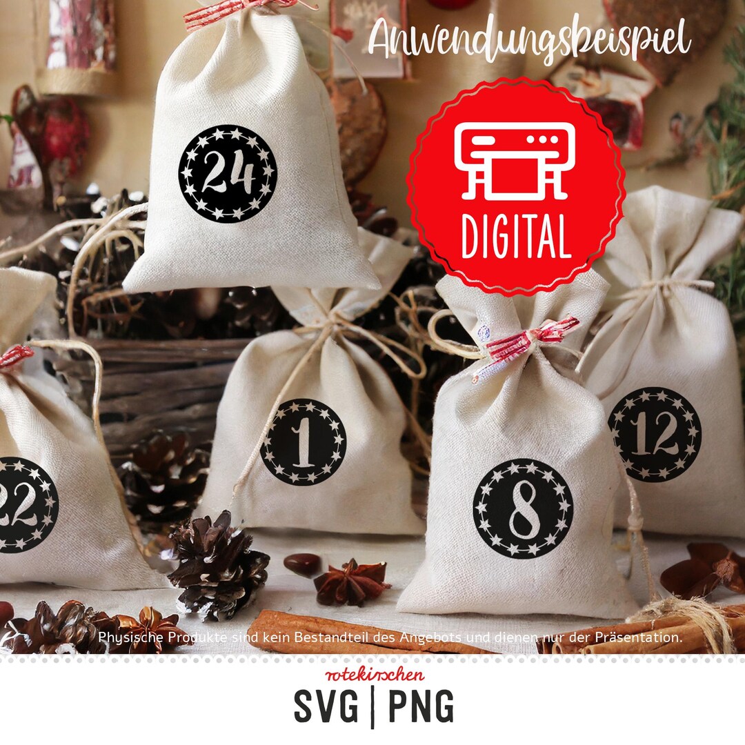 Plotter File Advent Calendar, SVG, PNG, Numbers 1-24, Calendar, FILE ...
