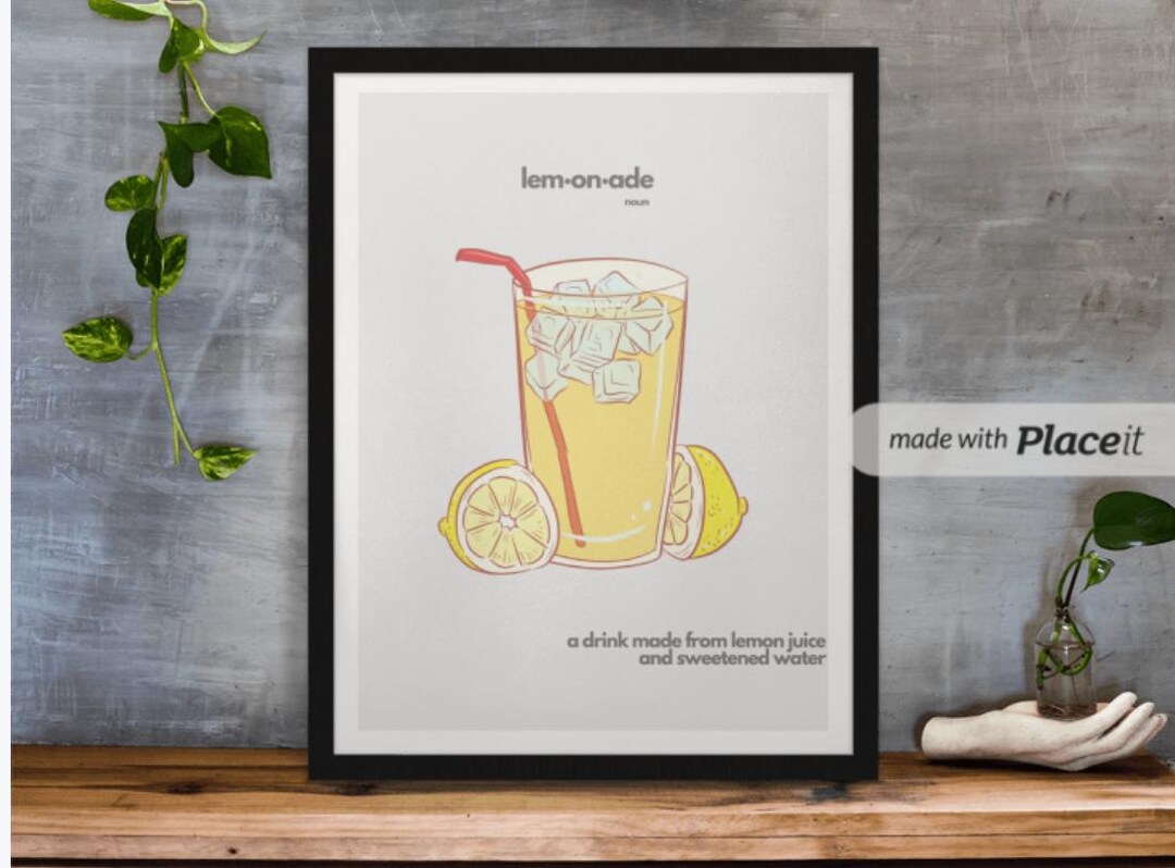 Lemonade - Lemonade Definition Print | Minimalist Kitchen Art | Lemon ...
