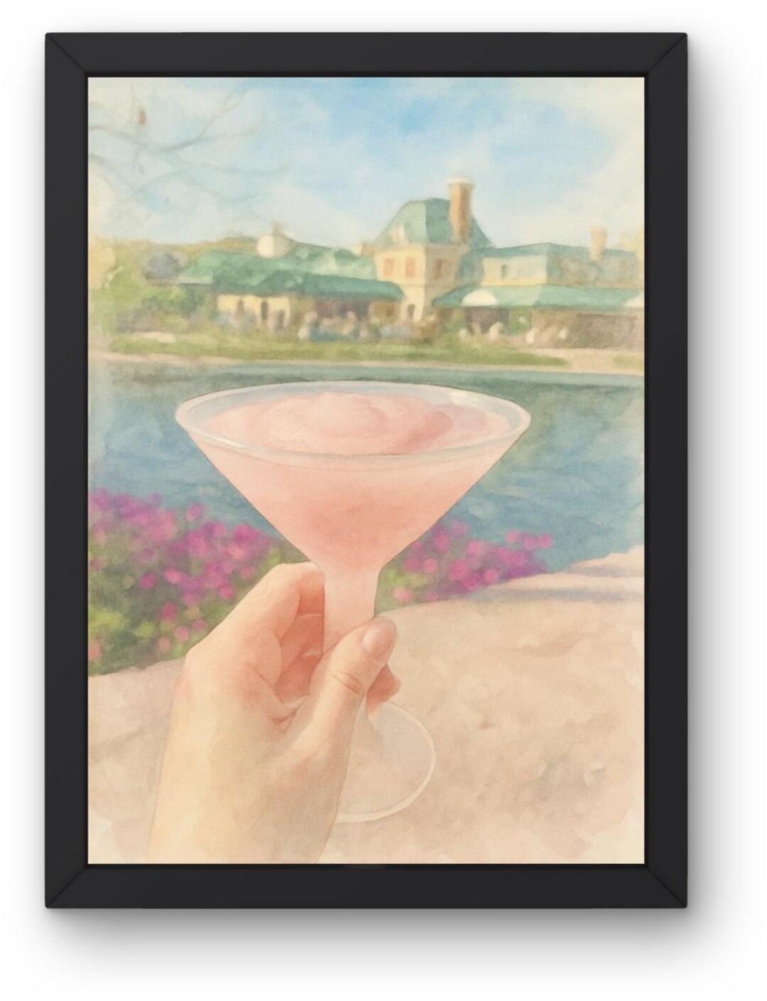 Sippin’ Pretty – France Pavilion Watercolor Print, La Vie En Rose Slush ...