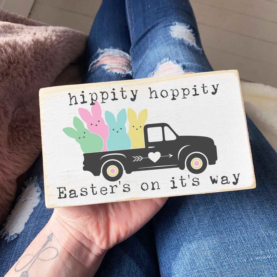 Hippity Hoppity Easter's on It's Way Wood Sign / - Etsy
