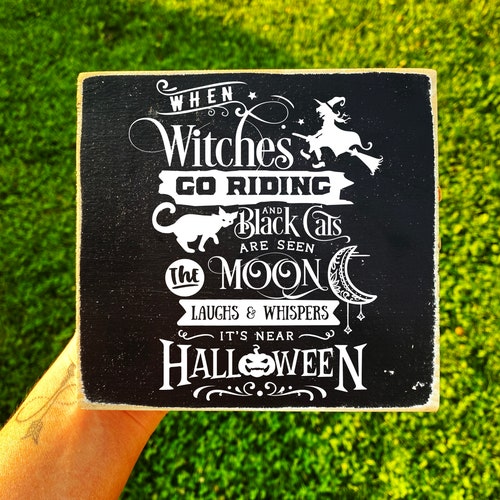 When Witches Go Riding SVG Download. Round Halloween Sign | Etsy