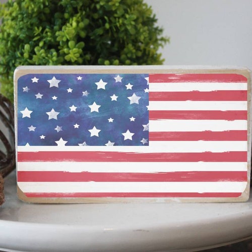 American Flag Wood Block / USA Wood Sign / 3.5x6 - Etsy