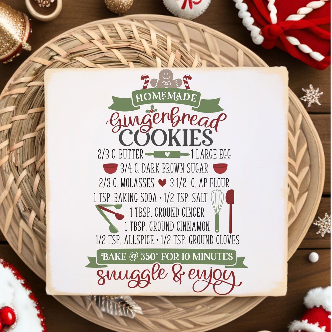 Gingerbread Recipe Christmas Kitchen Wood Sign / Gingerbread - Etsy