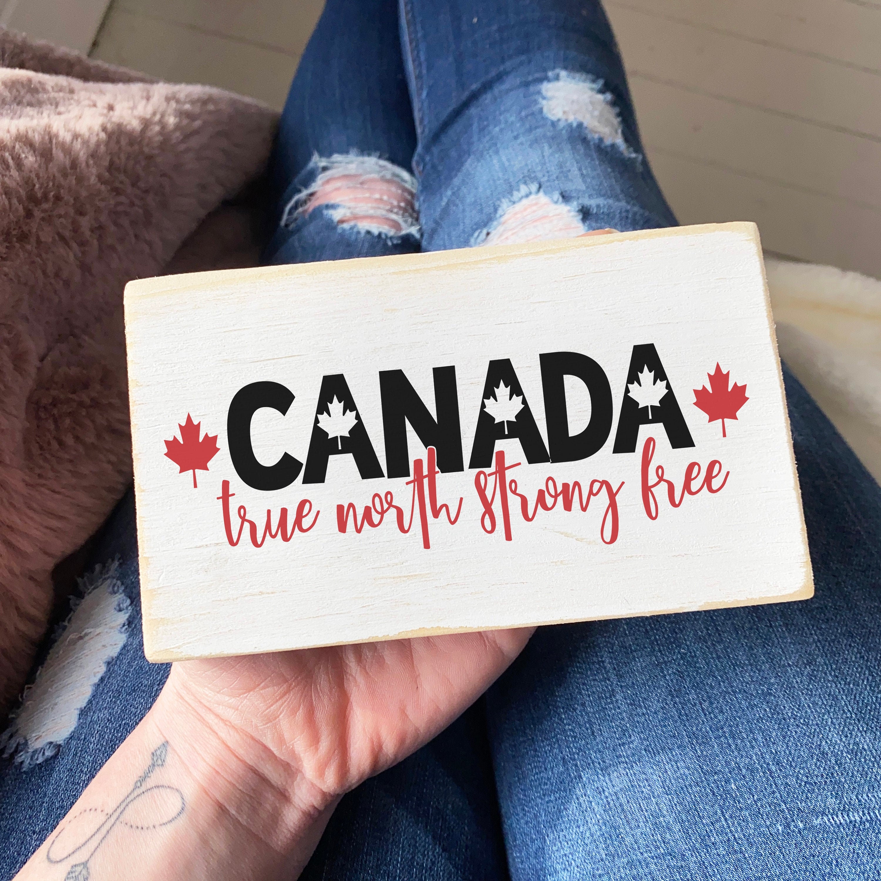 Canada True North Strong and Free Wood Sign / Canada Day | Etsy