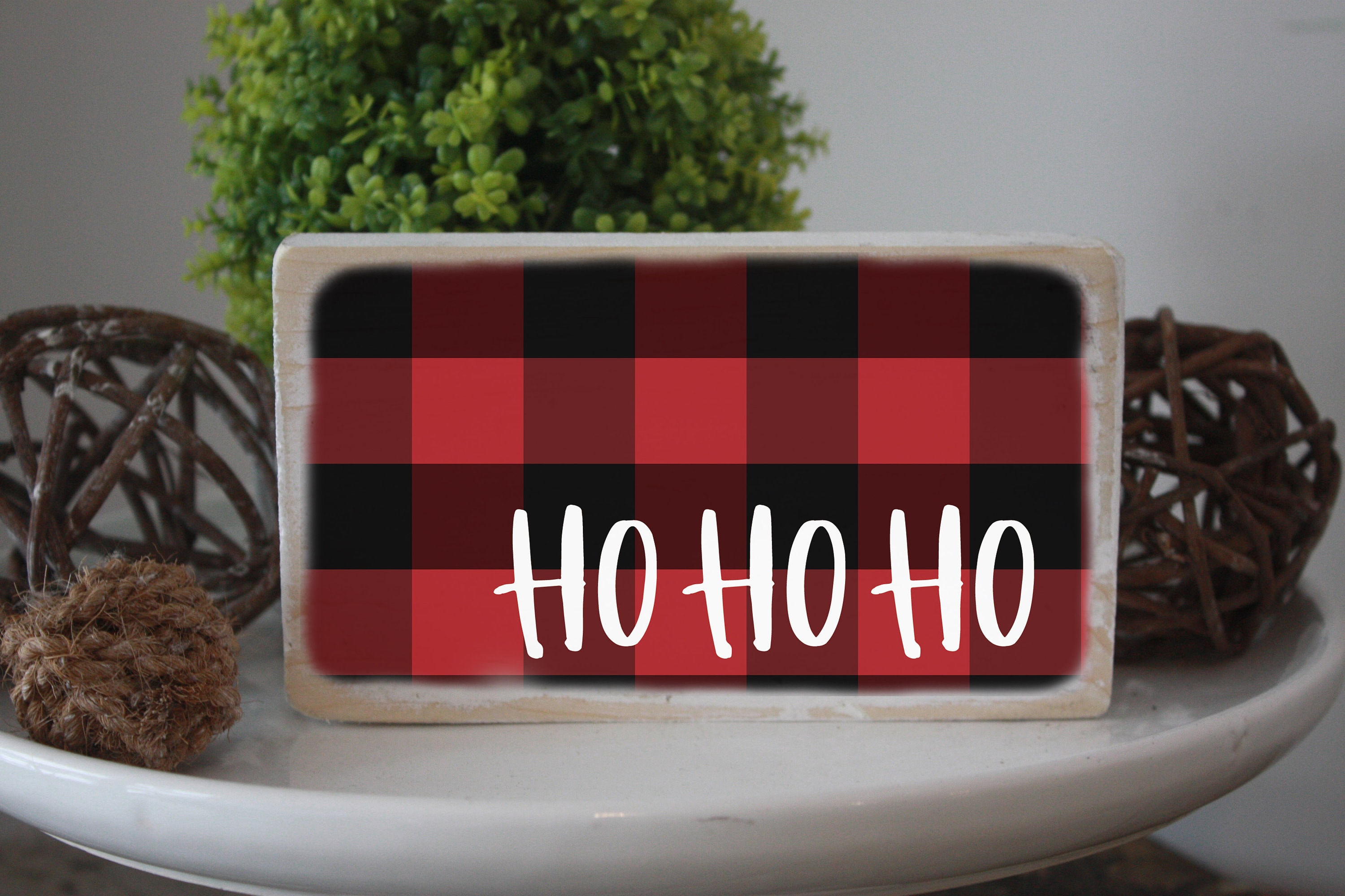 HO HO HO Sign Christmas Sign Buffalo Plaid Mini Wood Sign - Etsy Canada