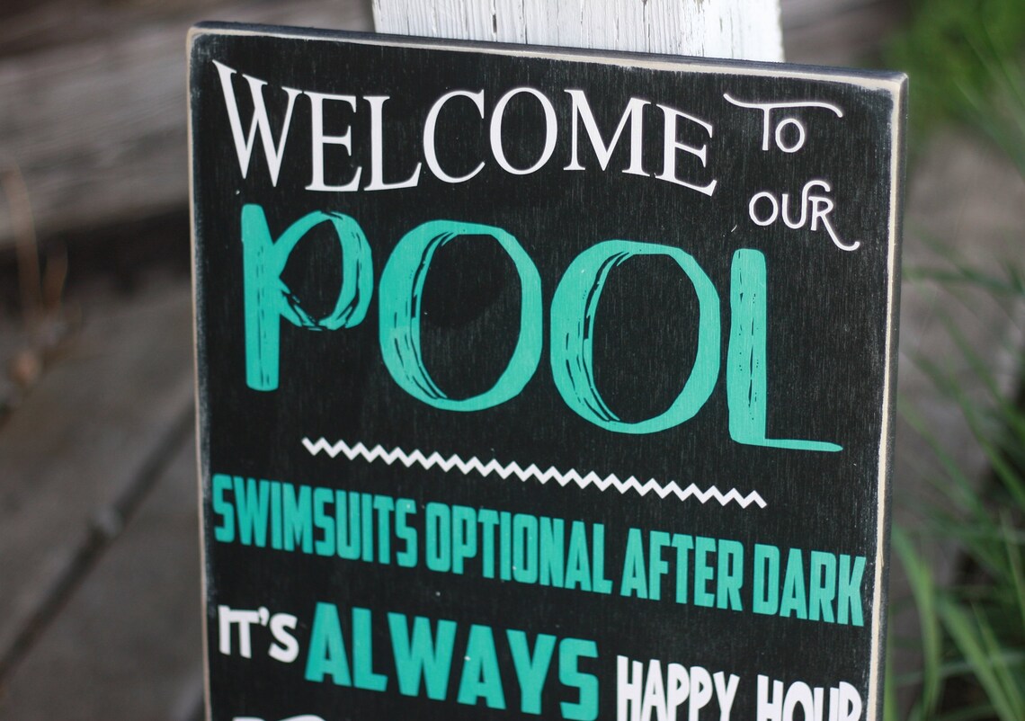 Welcome to Our Pool Sign / Pool Rules Wood Outdoor Sign / | Etsy Canada
