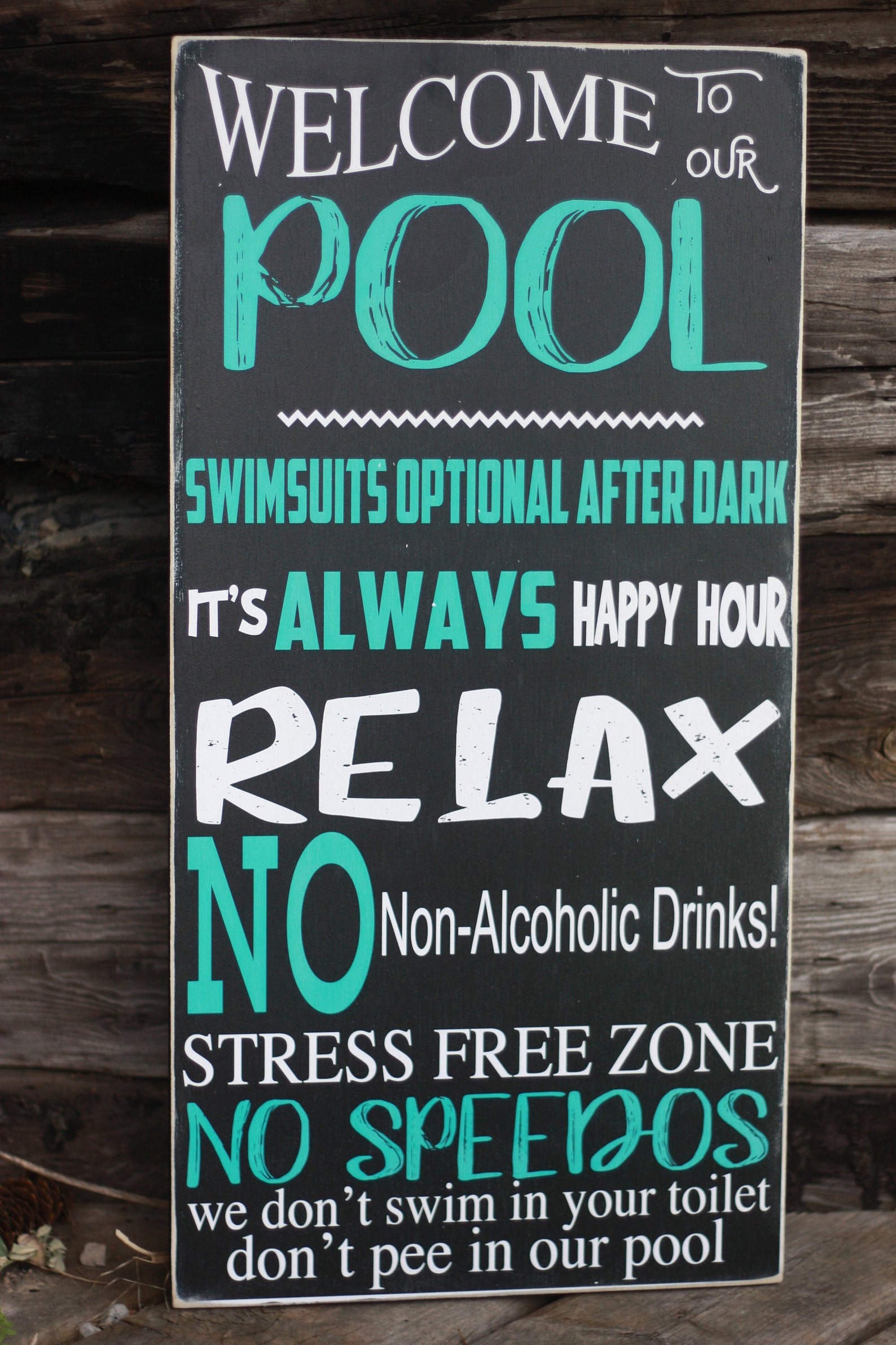 Welcome to Our Pool Sign / Pool Rules Wood Outdoor Sign / | Etsy Canada