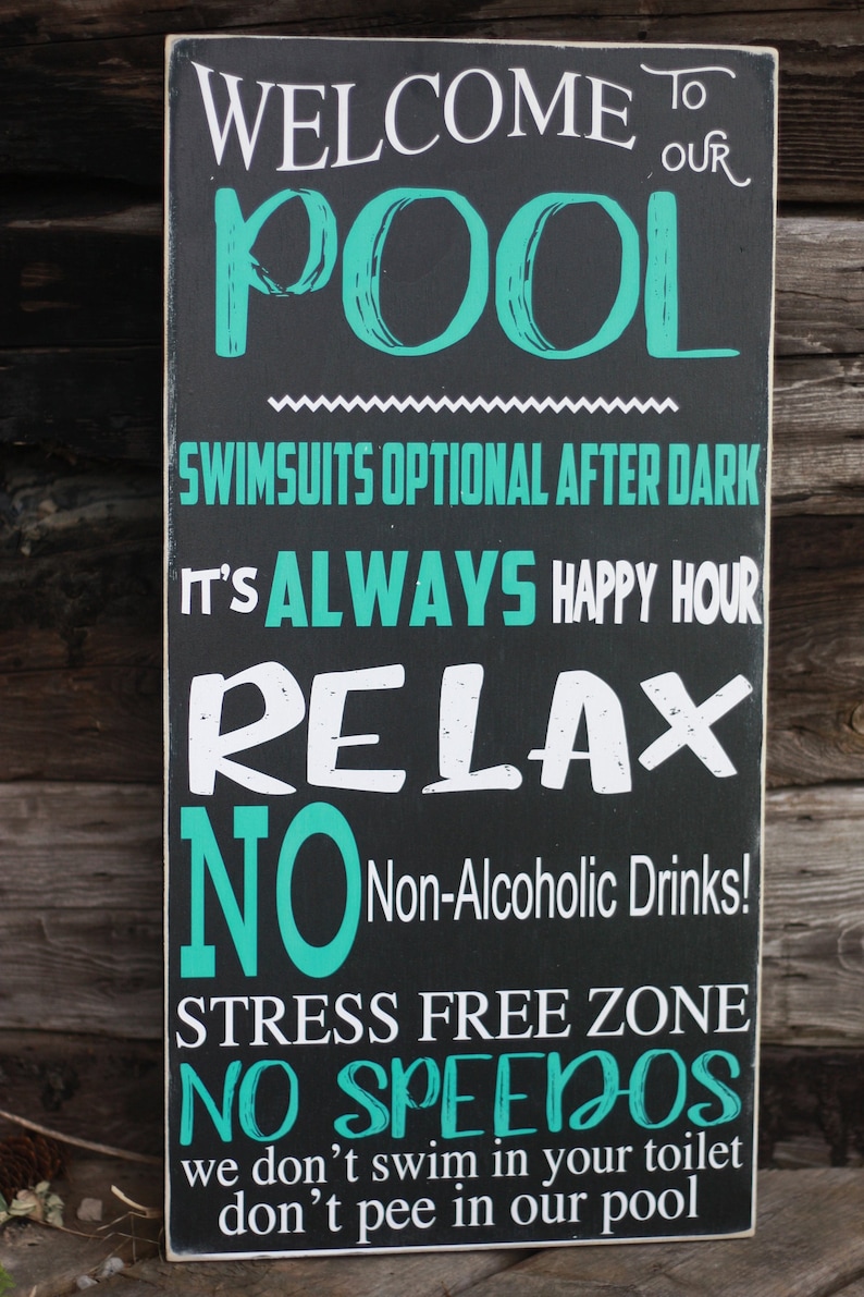 Welcome to Our Pool Sign / Pool Rules Wood Outdoor Sign / - Etsy Canada