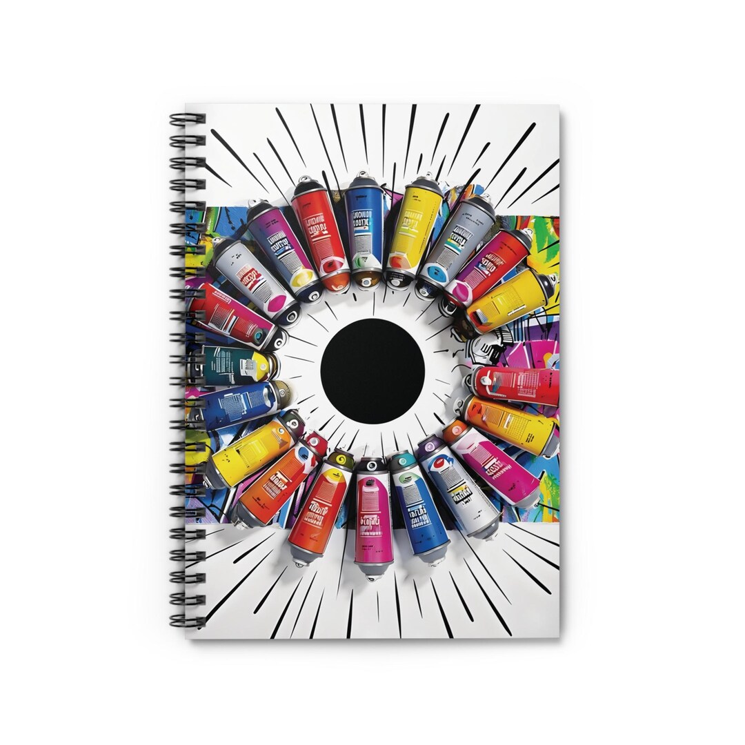Paint Splatter Spiral Notebook Ruled Line, Colorful Paint Journal ...
