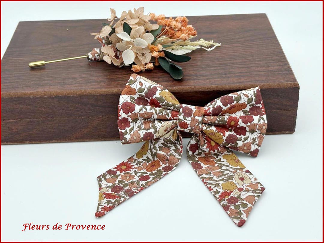 Liberty Poppy Forest D Fabric Double Knot Barrette / Brooch - Hazelnut ...