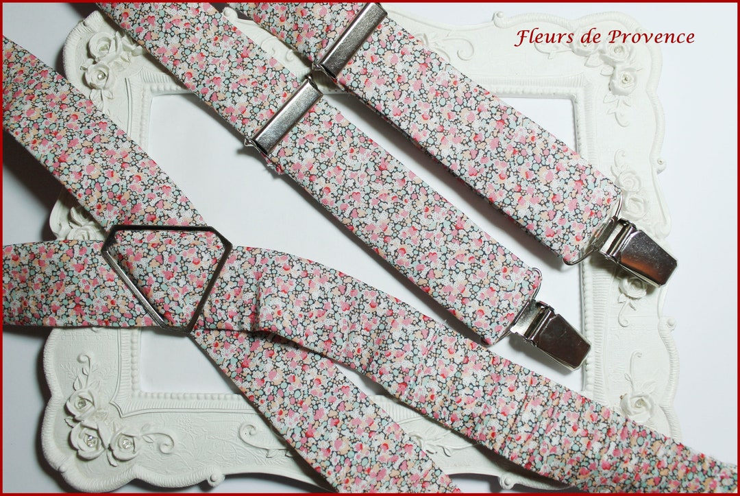Liberty Pepper Fabric Suspenders Peony / Water Green - Man / Child ...