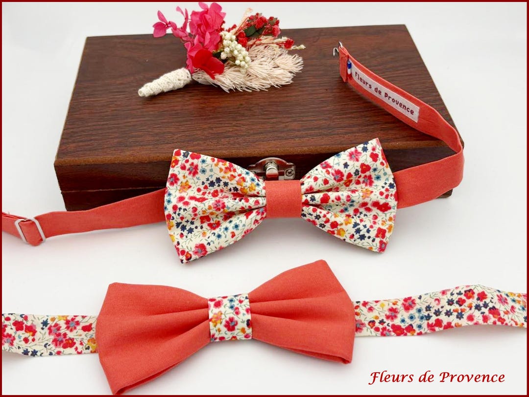 Bow Tie / Pocket Square / Cufflinks Liberty Fabric Phoebe Pepsi Red ...