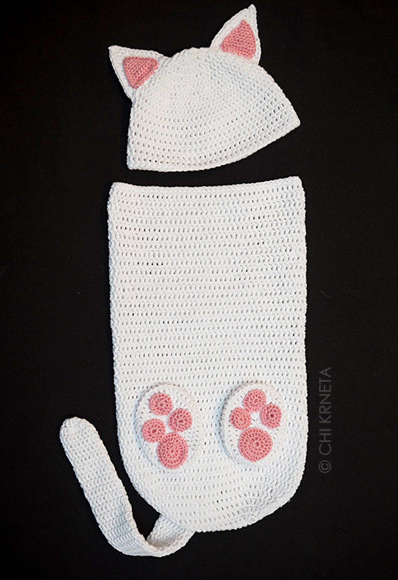 Baby Cat Cocoon Hat & Booties Crochet Pattern - Etsy Canada