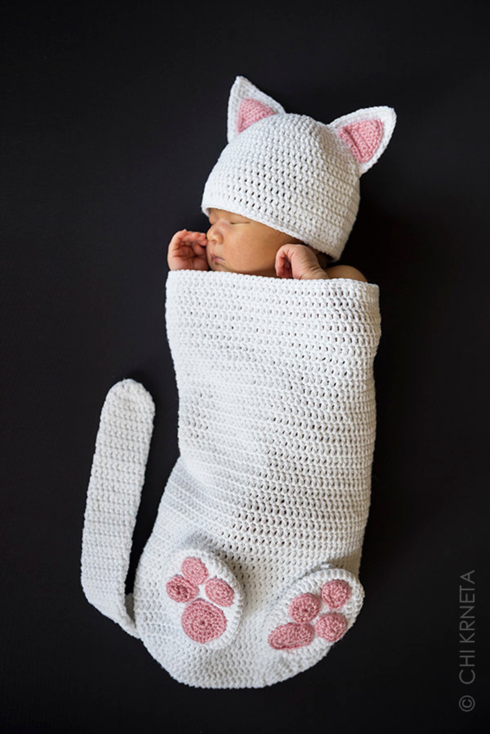 Baby Cat Cocoon Hat & Booties Crochet Pattern - Etsy Canada