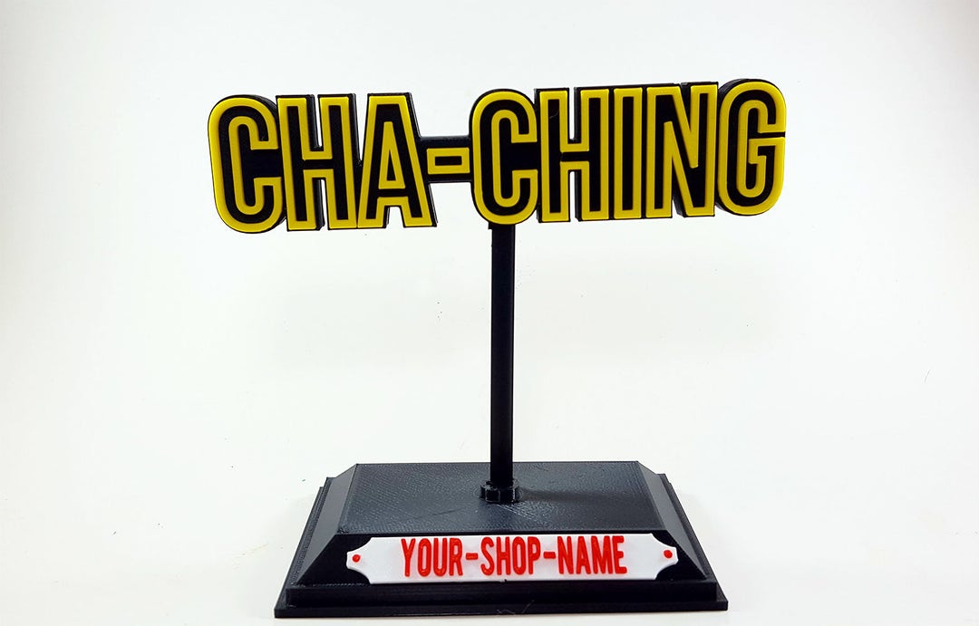 Cha, Ching Personalized Desk Trophy With Custom Shop Name Tag and Base ...