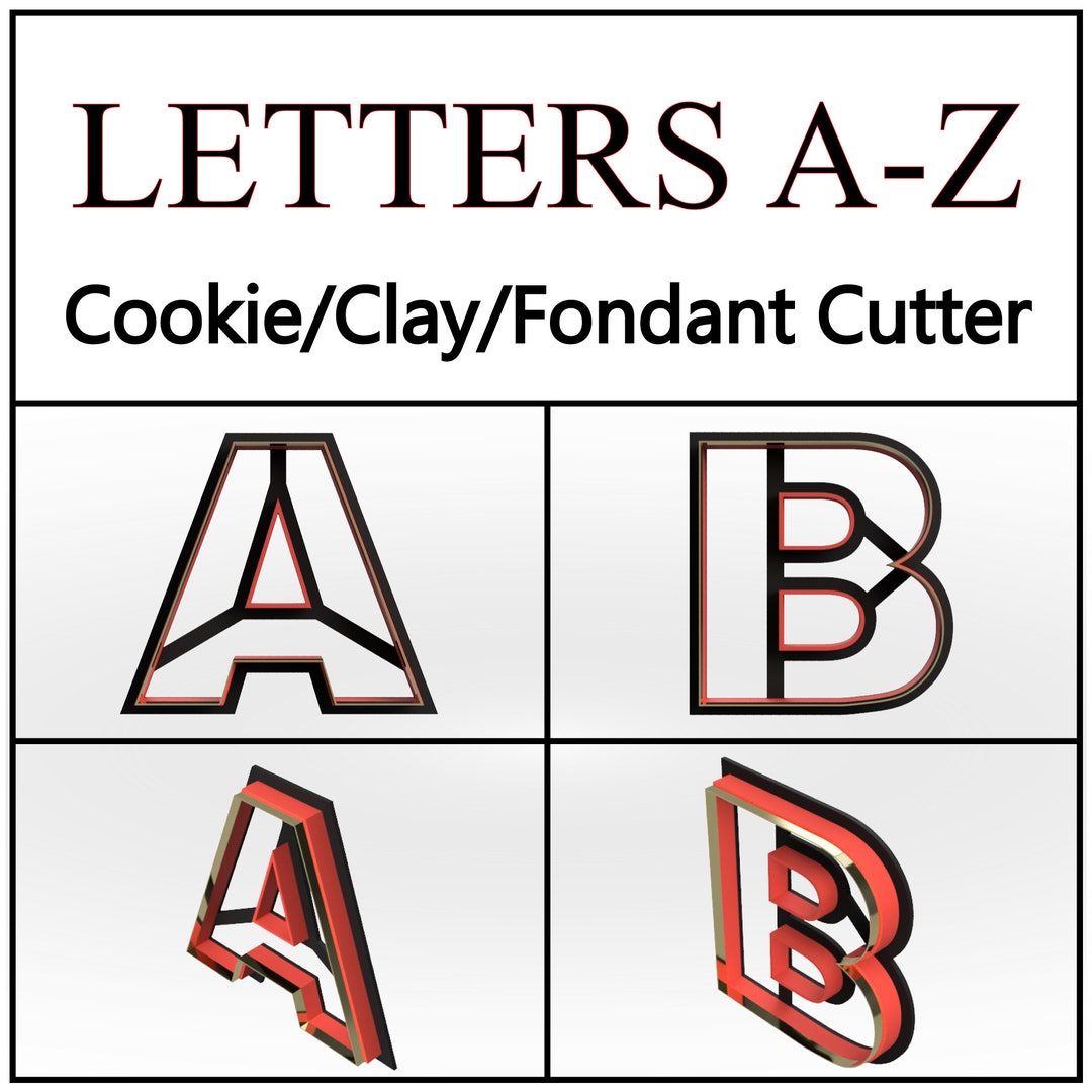 Alphabet Cookie Cutter: 3D Printed Letter, Clay & Fondant Cutter - Etsy