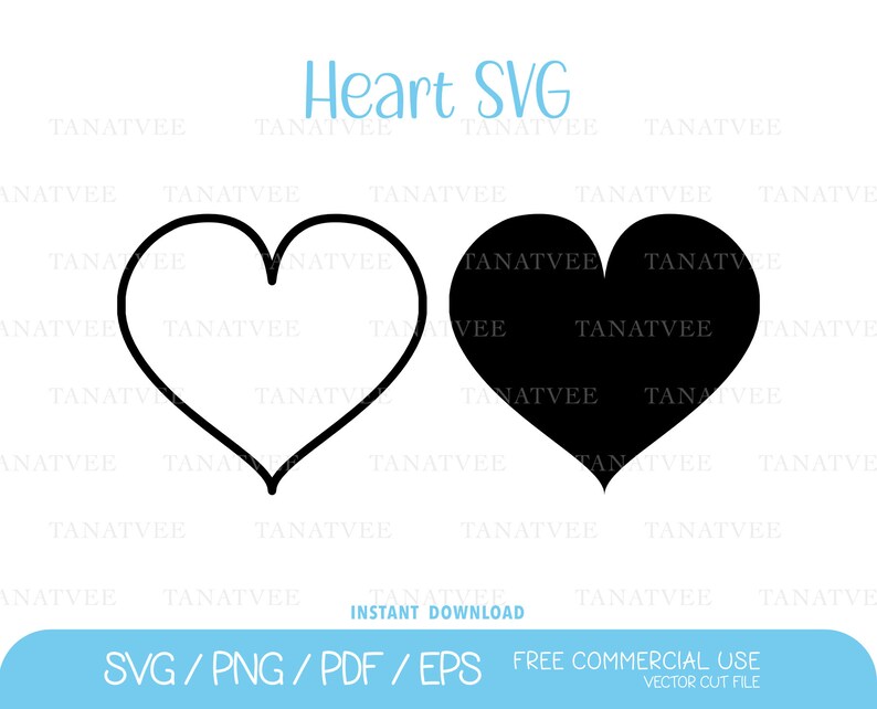 Heart Svg, Heart Png, Solid Heart Svg, Heart in Black & White, Wedding ...